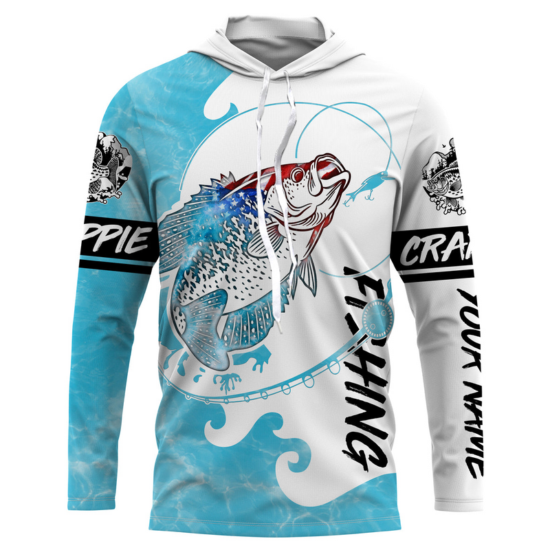 Crappie American Flag Custom Long Sleeve Fishing Shirts, Crappie Fishi ...