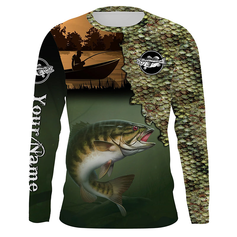 Smallmouth Bass Fishing scale Custom long sleeve performance fishing s ...