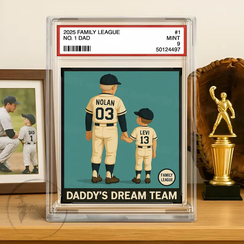 Custom Baseball No. 1 Dad Grandpa Man & Kids Trading Card Style Person ...