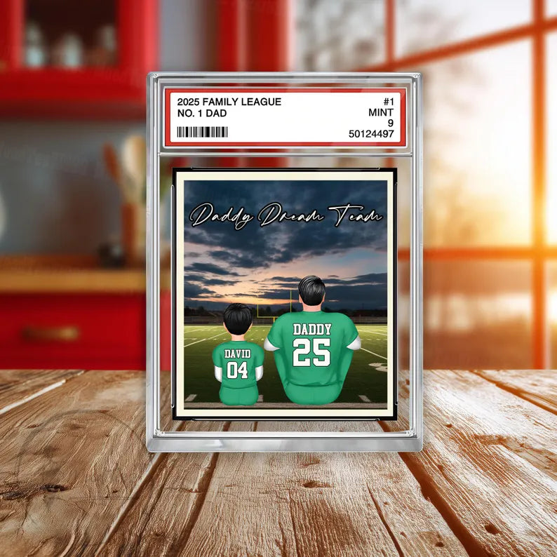 American Football Daddy's Dream Team No. 1 Dad Man & Kids Sitting Trad ...