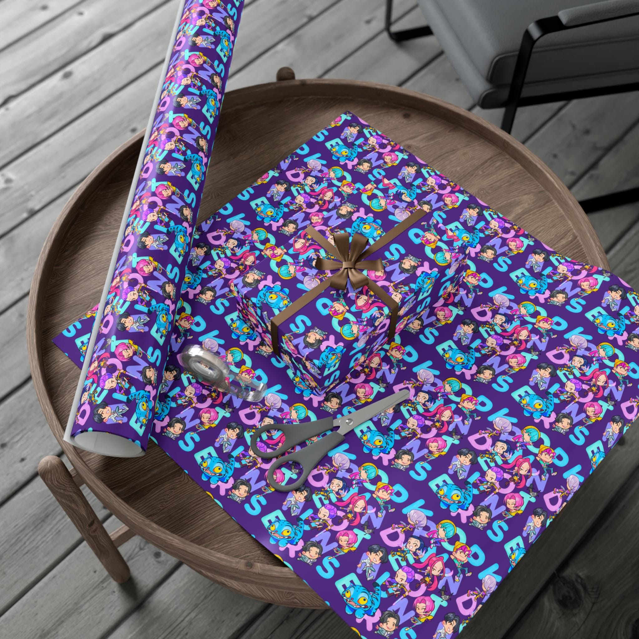 KPOP Demon Hunters Christmas Wrapping Paper | Huntrix and Saja Boys ...
