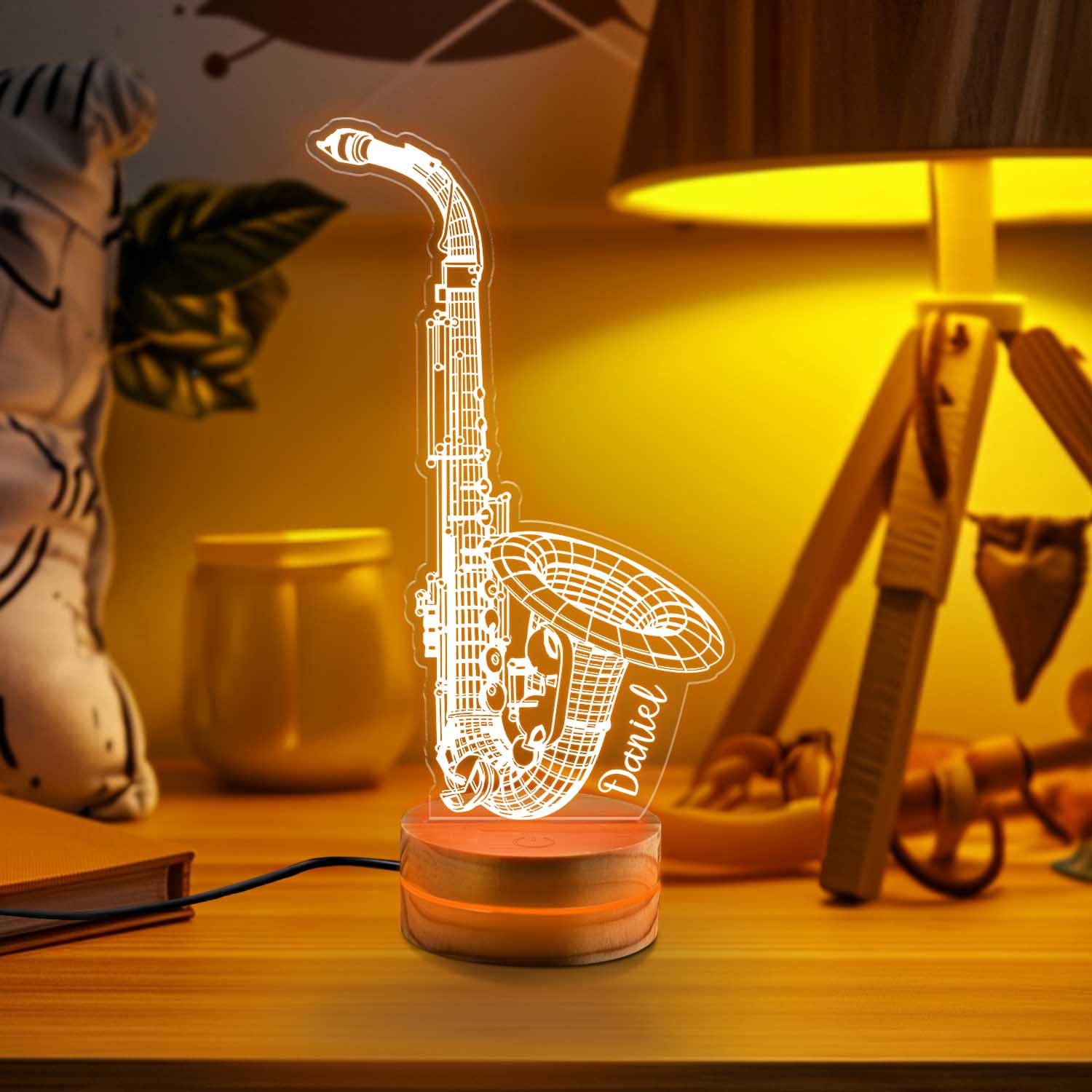 Personalize Saxophone 2D Led Lamp, Instrument Night Light, Acrylic Sax ...