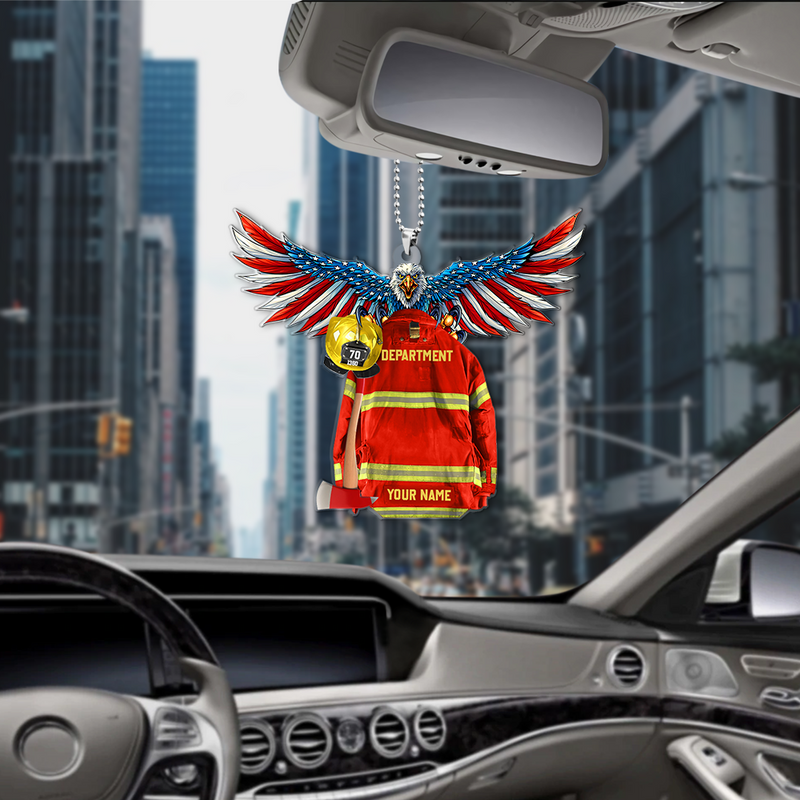 Personalized Eagle Thin Red Line Flag Armor Firefighter Shaped Flat Ac ...